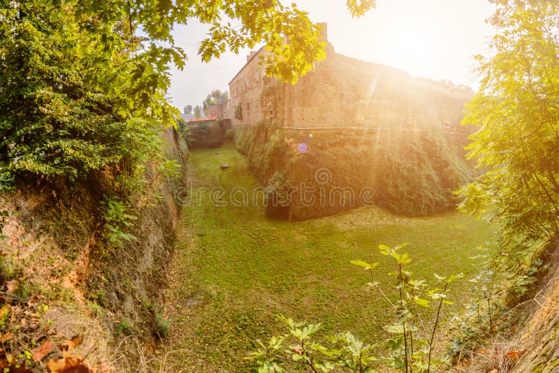 A Deep Moat Around the Old Fortress. Stock Image - Image of historical ...