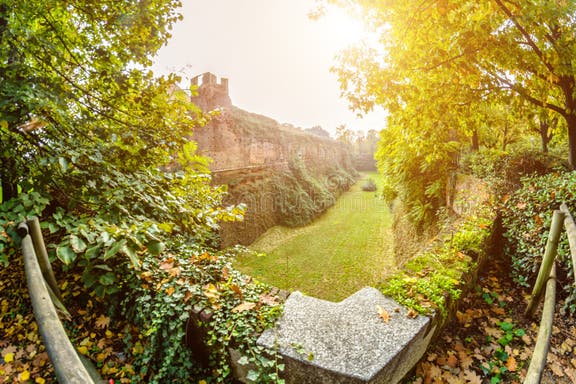 A Deep Moat Around the Old Fortress. Stock Photo - Image of building ...