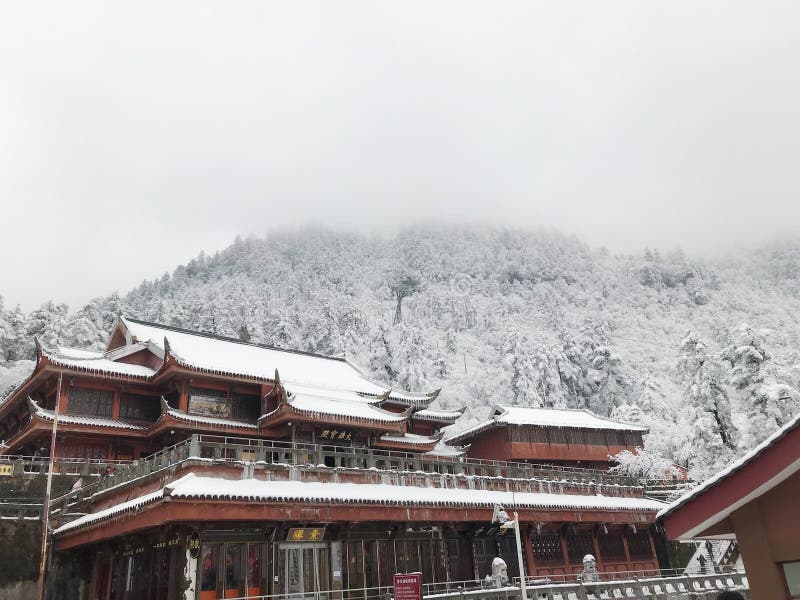 Deep Mountain Temple Covered with Heavy Snow Stock Image - Image of ...