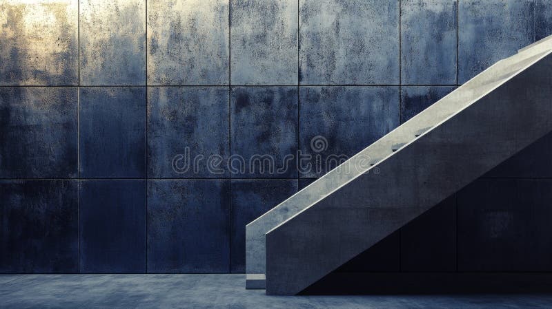 Deep Navy Blue Backdrop with Softened Texture and Concrete Stairs Stock ...
