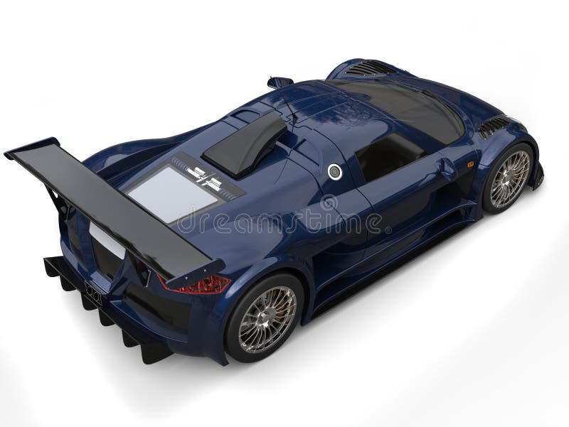 Deep Navy Blue Racing Supercar - Top Down Back View Stock Illustration ...