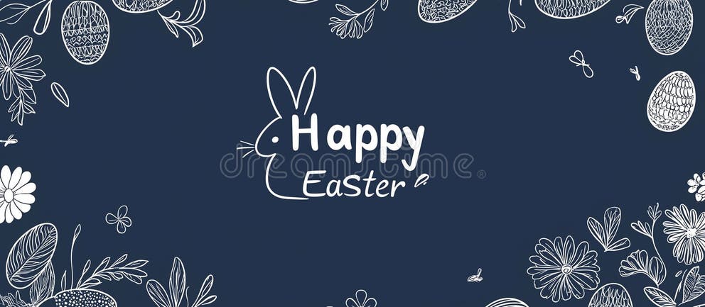 Deep Navy Wallpaper Featuring a Decorative Border of Easter Eggs Stock ...