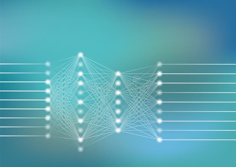Deep Neural Network Vector Illustration with Light Green and Blue ...
