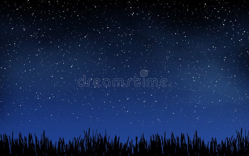 Deep Night Sky with Many Stars and Grass Stock Image - Image of dusk ...