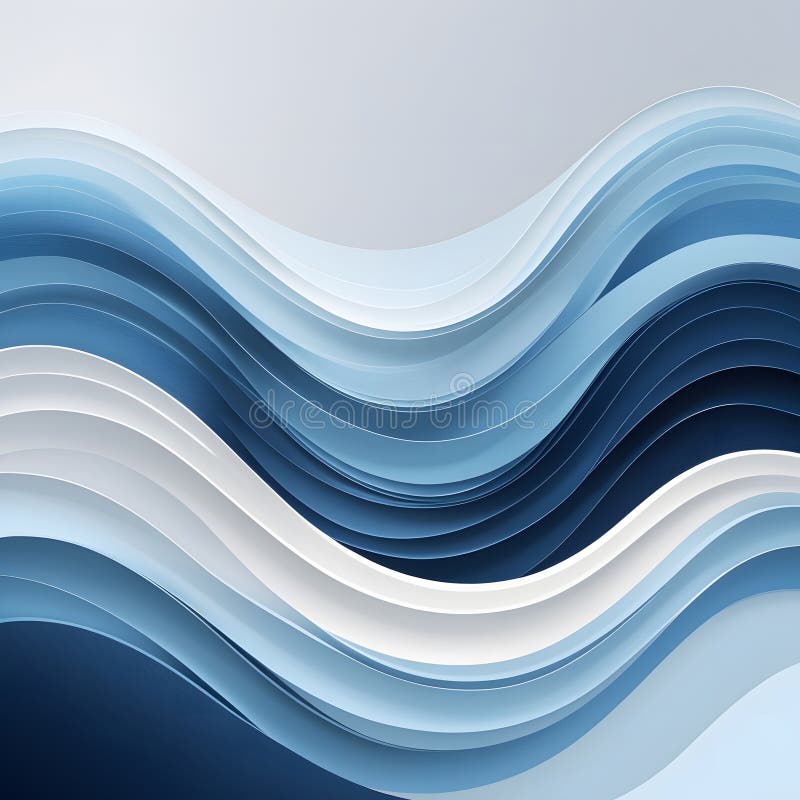 Deep Ocean Blue and White Gradient 3D Flowing Waves Stock Illustration ...