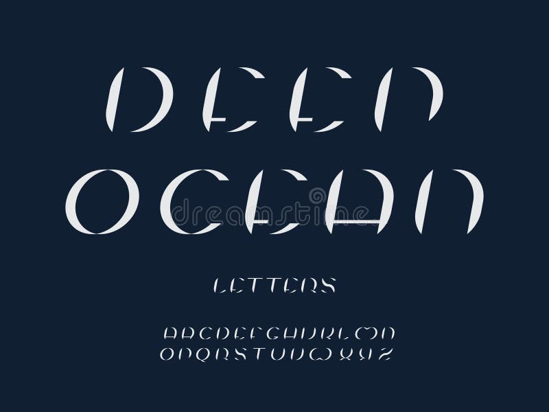 Deep Ocean Italic Font. Vector Alphabet Stock Vector - Illustration of ...