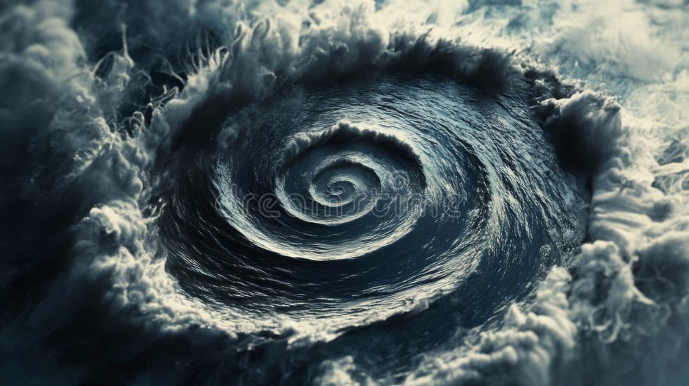 A Deep Ocean Vortex Surrounded by Turbulent Clouds Stock Illustration ...