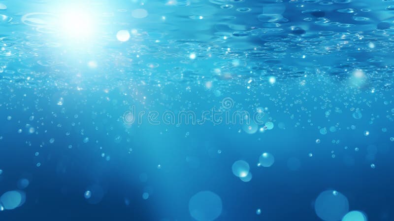 Deep Ocean World with Waves. Clear Sea Water View from Below . Empty ...