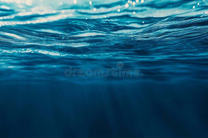 Deep Oceanic Blue Abstract Background with Smooth Waveforms ...