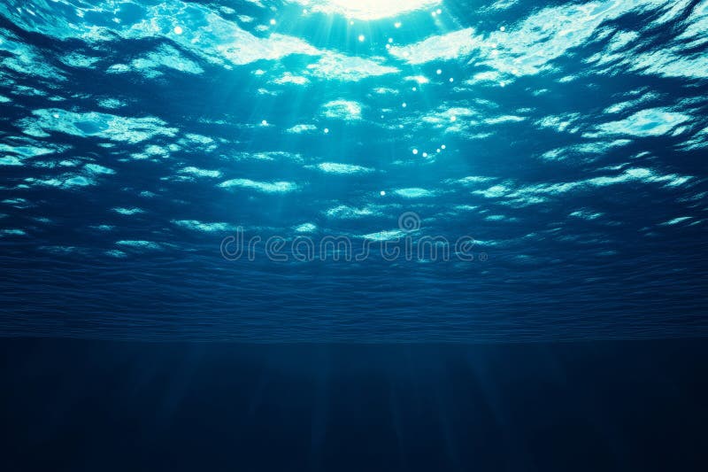 Deep Oceanic Blue Abstract Background with Smooth Waveforms ...