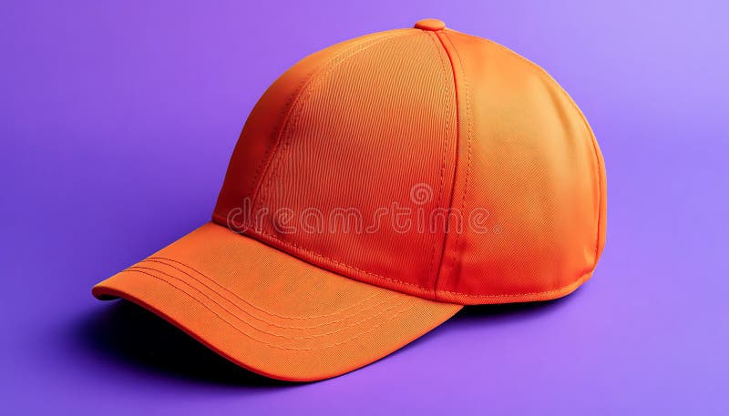Deep Orange Baseball Cap Mockup Shown on Bright Lavender Background ...