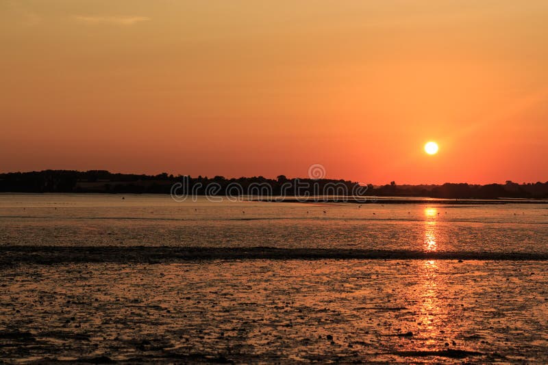 Deep Orange and Red Sunset on the Suffolk Coast Stock Image - Image of ...