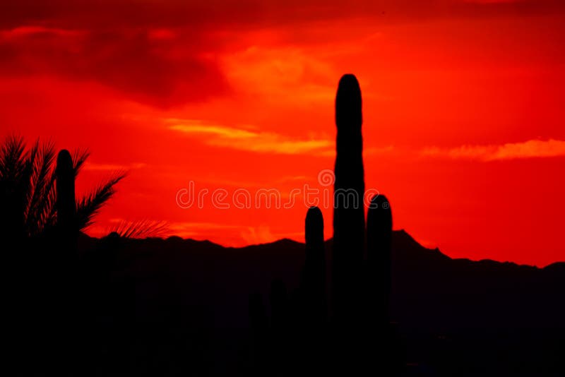 Deep Orange Sun Setting Sky in Apache Junction Stock Photo - Image of ...
