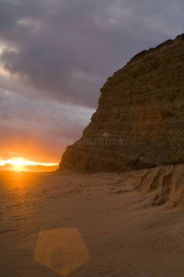 Deep Orange Sunset Along the Coast Stock Photo - Image of dune, dark ...