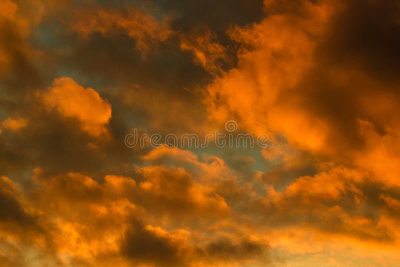 Deep Orange Sunset Sky at Winter Stock Photo - Image of smoke, heat ...