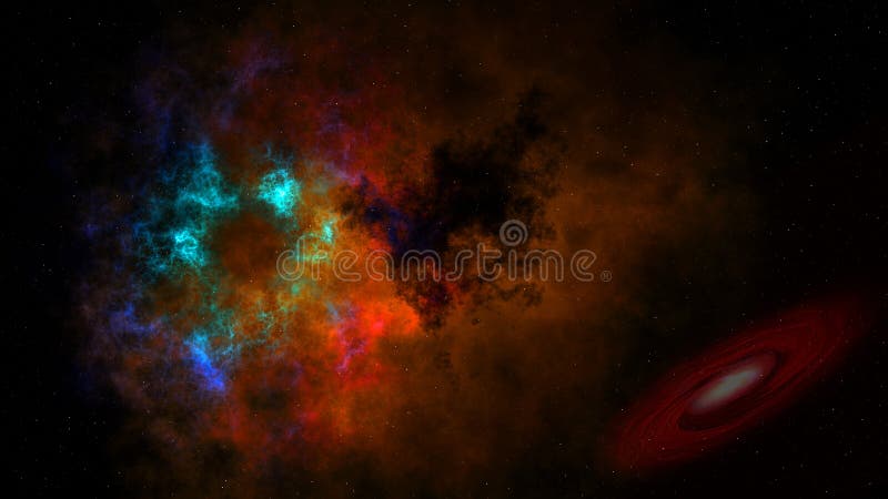 Deep Outer Space Background with Stars, a Remote Galaxy and Nebula ...