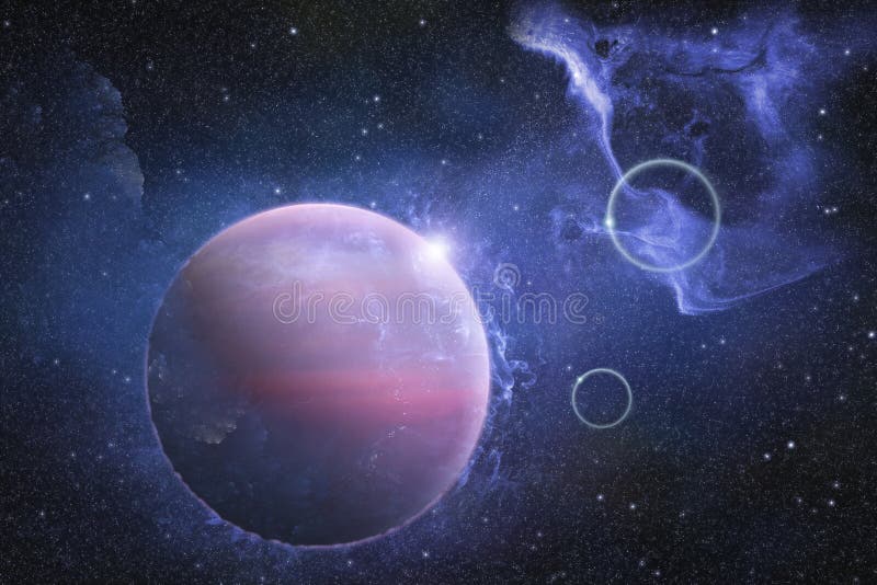 Deep Outer Space Scene with Nebula and Beautiful Planet Stock ...