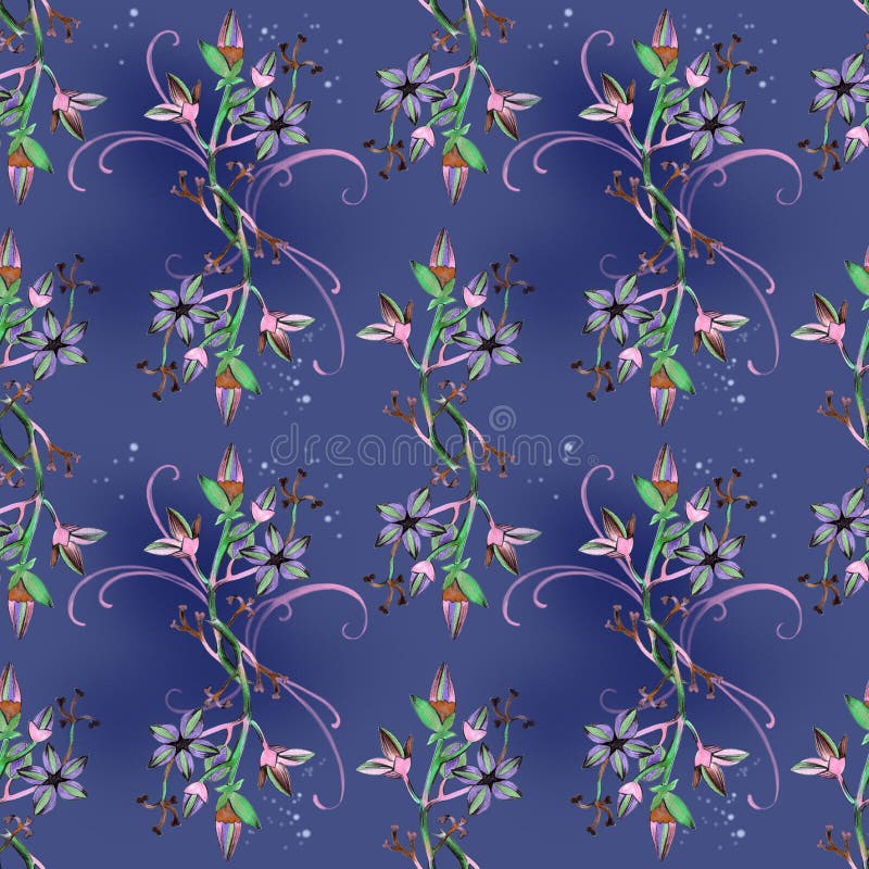 Deep Pattern with Floral Elements Stock Illustration - Illustration of ...