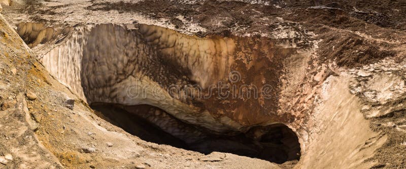 Deep Pit Formed in the 25m Thick Layer of Ice in the Crater of ...
