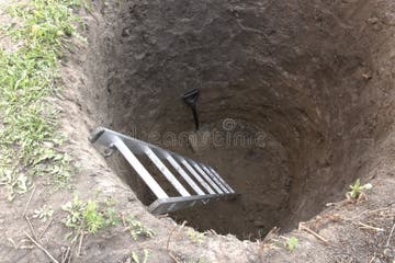 Deep Pit in the Ground. Digging a Hole. Stock Image - Image of farming ...