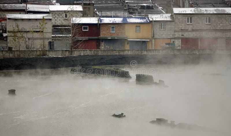 Deep Pit with Waste Hot Water Stock Photo - Image of preparation, work ...