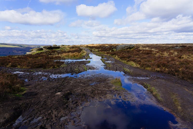 Deep Puddles and Thick Mud Across a Peak District Path Stock Photo ...