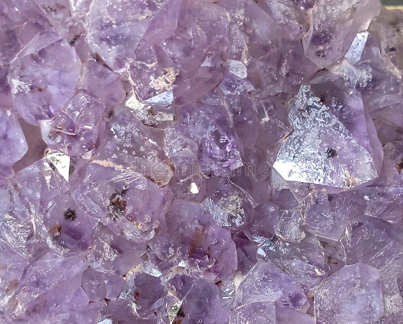 Amethyst Crystal Bed Showing Hexagonal Points Stock Photo - Image of ...