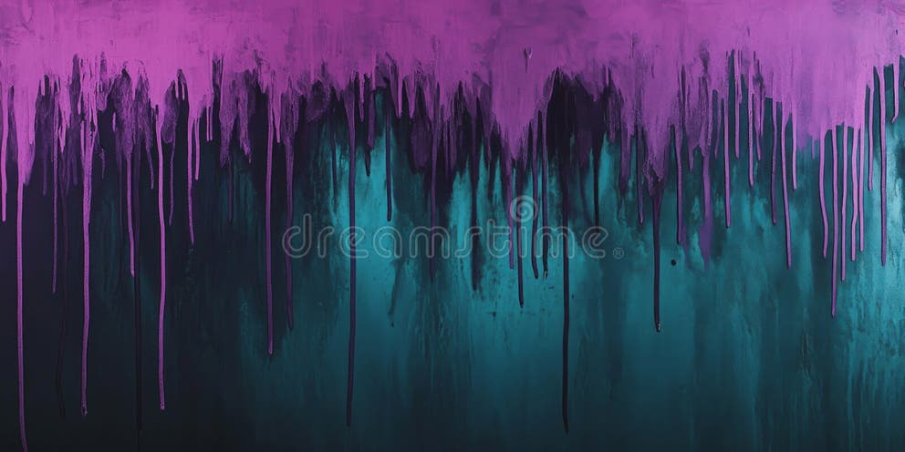 Deep Purple and Teal Paint Drips Down, with the Drips Creating a ...