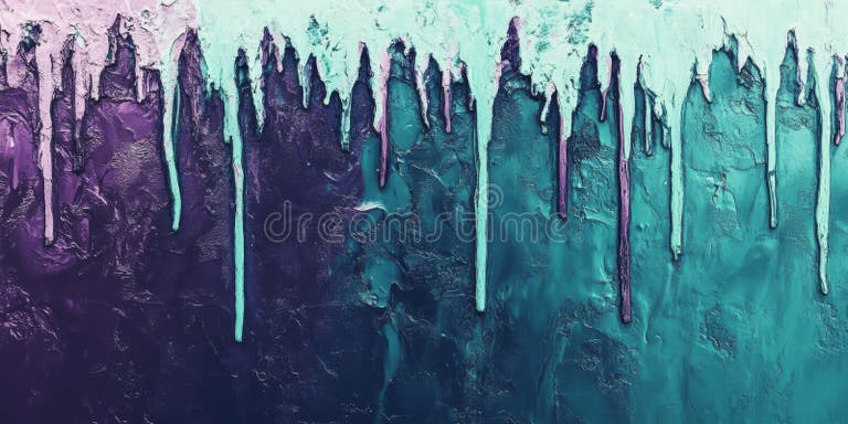 Deep Purple and Teal Paint Drips Down, with the Drips Creating a ...