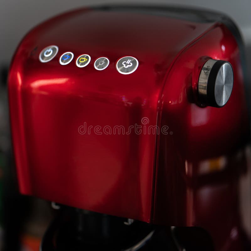 Deep Red Coffee Machine stock photo. Image of barista - 179343190