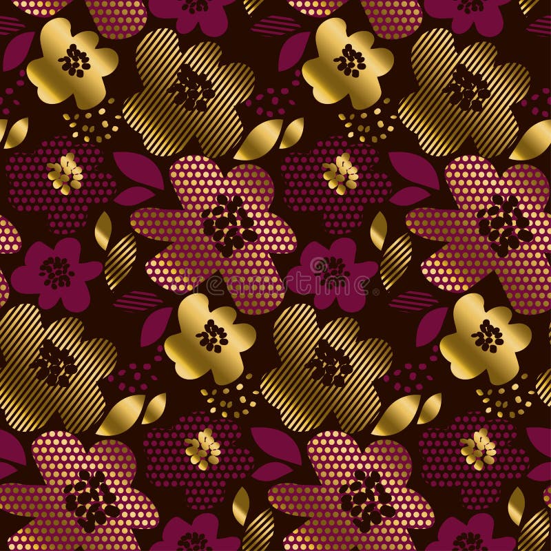 Deep Red Color Decorative Seamless Pattern Stock Vector - Illustration ...