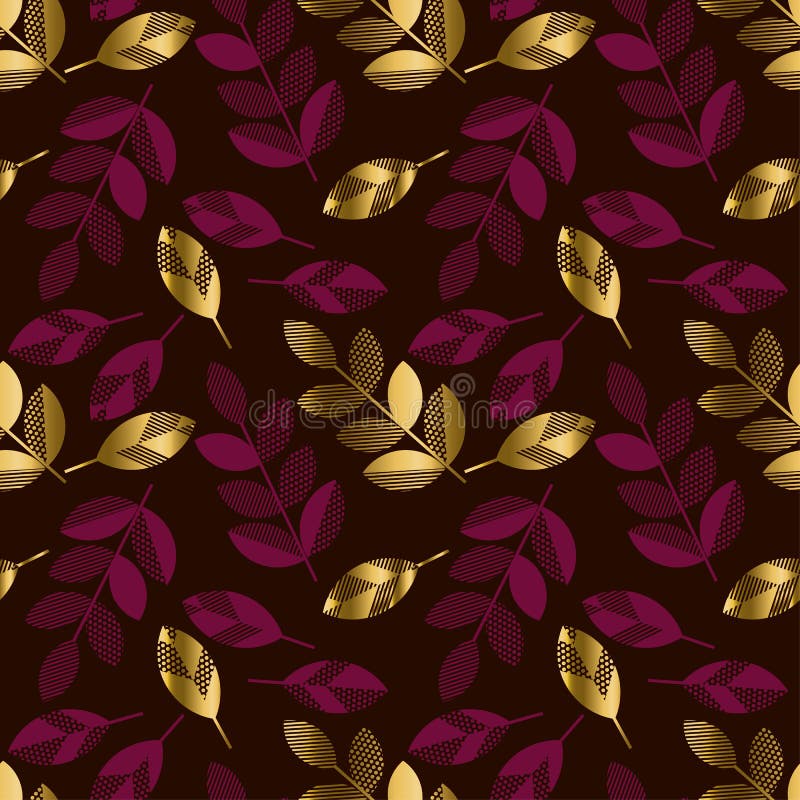 Deep Red Color Decorative Seamless Pattern with Gold Elements. Stock ...