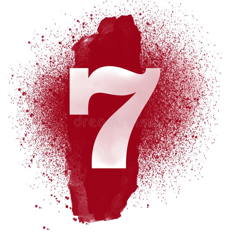 Deep Red Color NUMBER 7 , Isolated Design Element, Typography Alphabet ...