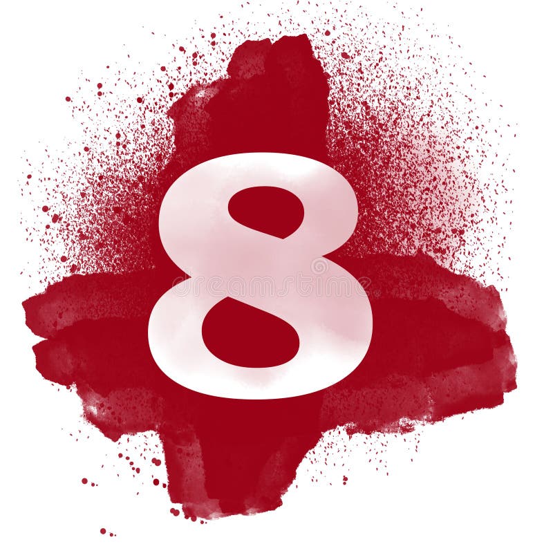Deep Red Color NUMBER 8 , Isolated Design Element, Typography Alphabet ...