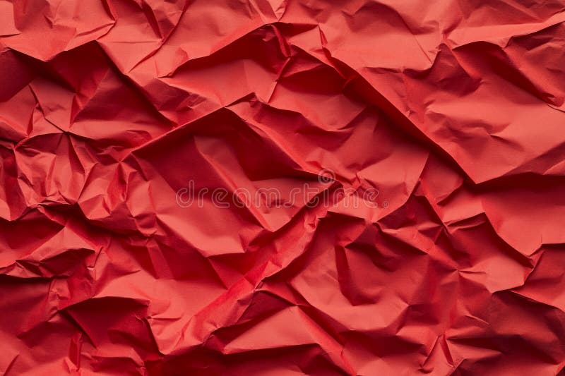 Vibrant Red Crumpled Paper Texture with Shadows. AI Image Stock Image ...
