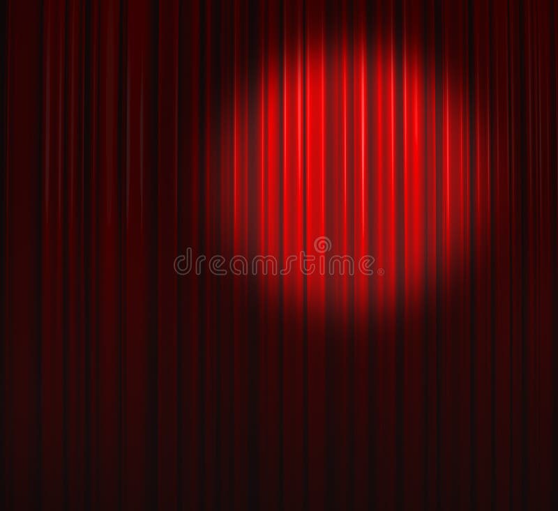 Deep Red Curtain with Spotlight Stock Illustration - Illustration of ...