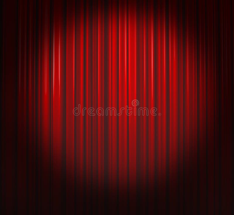 Deep Red Curtain with Spotlight Stock Illustration - Illustration of ...