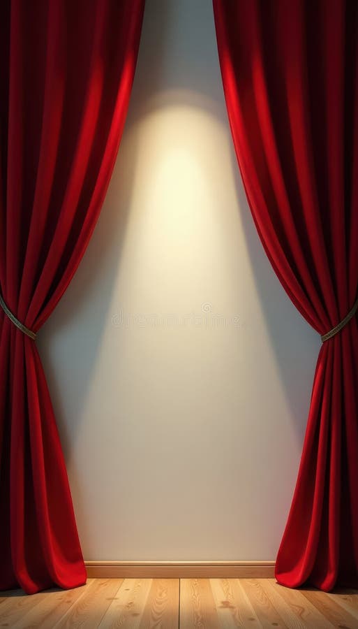 Deep Red Curtains Part, Spotlights Illuminate Bare Boards , Empty Stage, Theater Stage, Stage ...