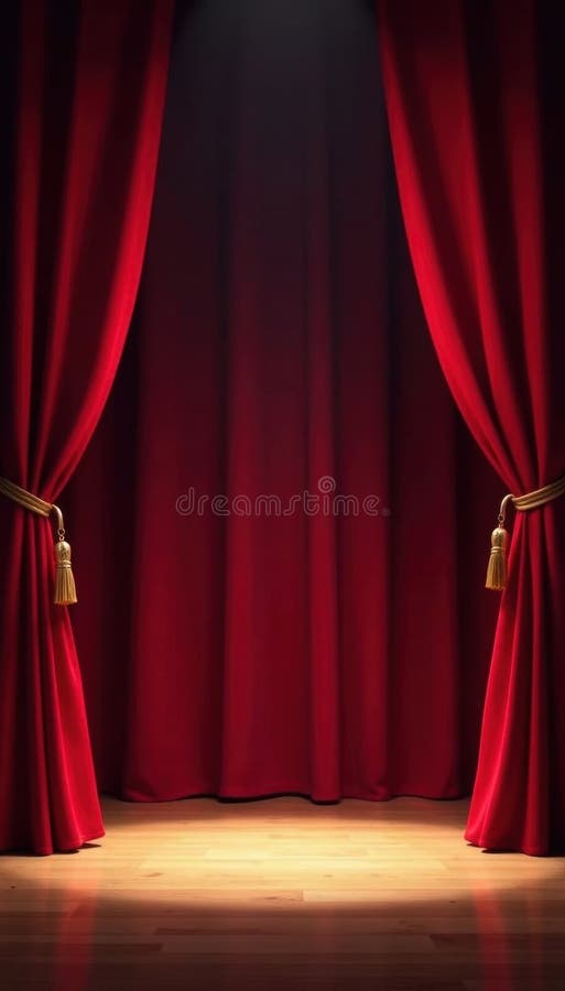 Deep Red Drapes, Bright Spotlight, Bare Stage , Stage, Design, Design ...