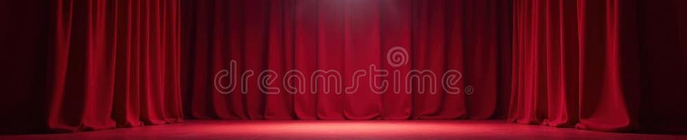 Deep Red Drapes, Single Spotlight Illuminates Bare Stage, Play ...
