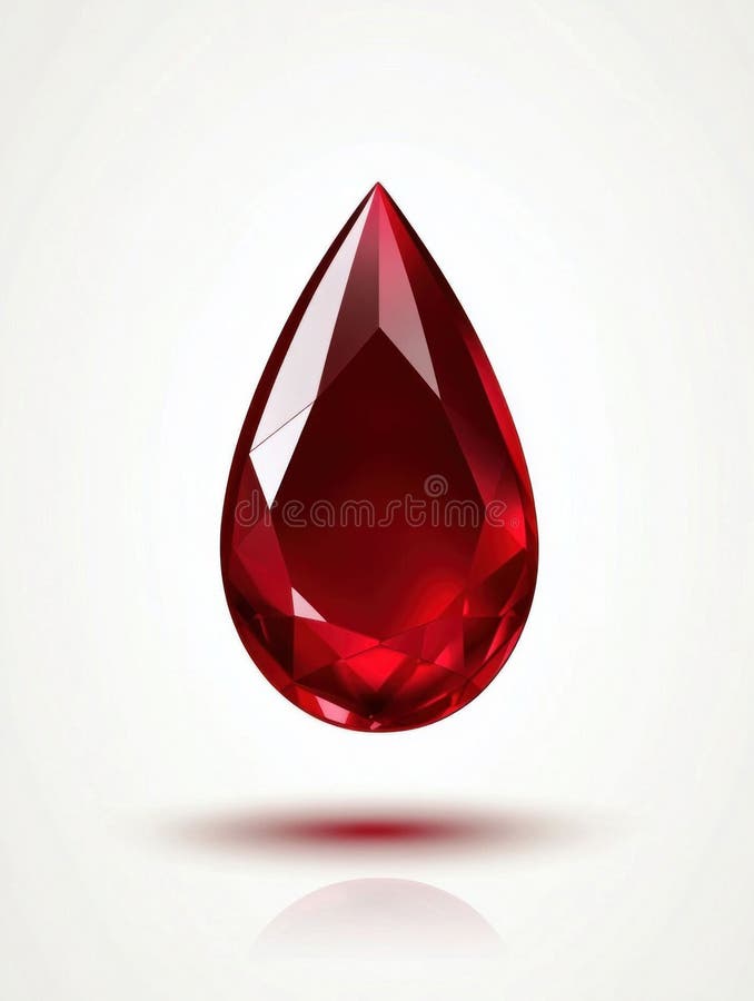 Deep Red Drop-Shaped Gem Isolated on White Background Stock ...