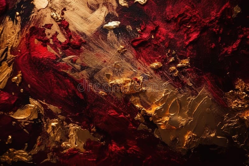 Deep Red Gold Foil Texture Background with Generative AI Stock ...