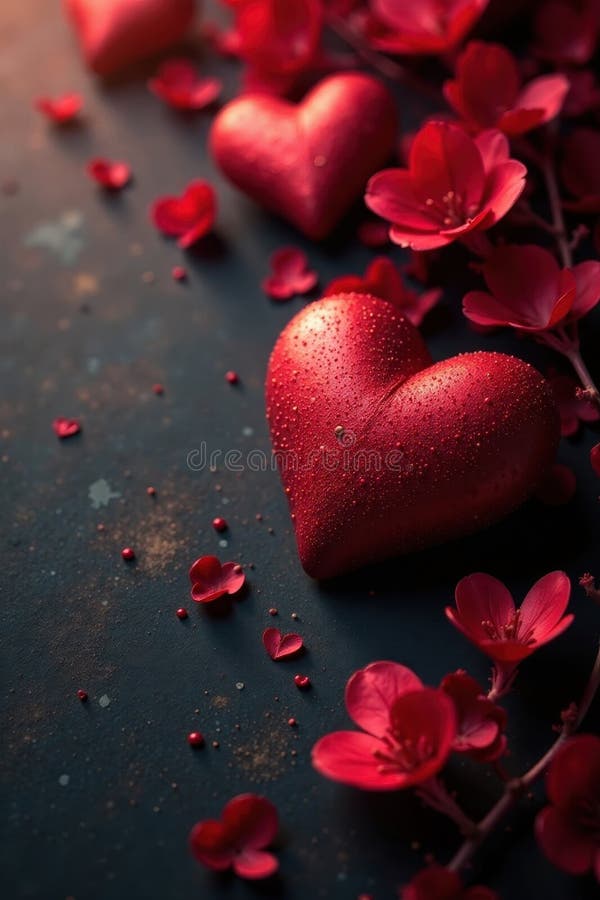 Deep Red Hearts Subtle Texture Romantic Backdrop Bright Beautiful ...