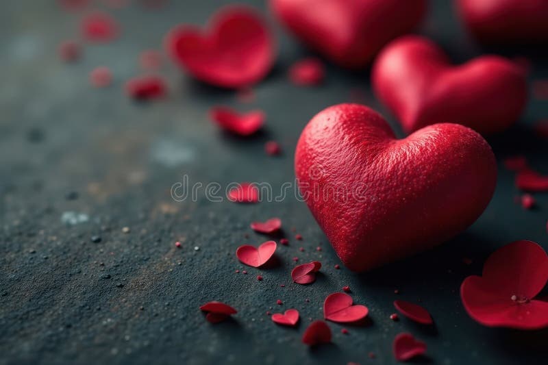 Deep Red Hearts, Subtle Texture, Romantic Backdrop, Design, Heart ...