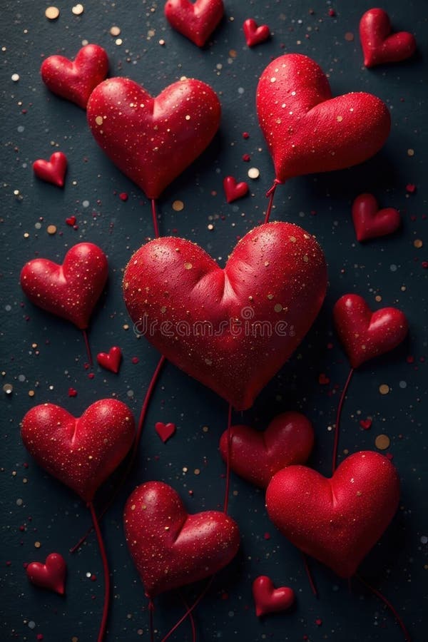 Deep Red Hearts, Subtle Texture, Romantic Backdrop, February, Abstract ...