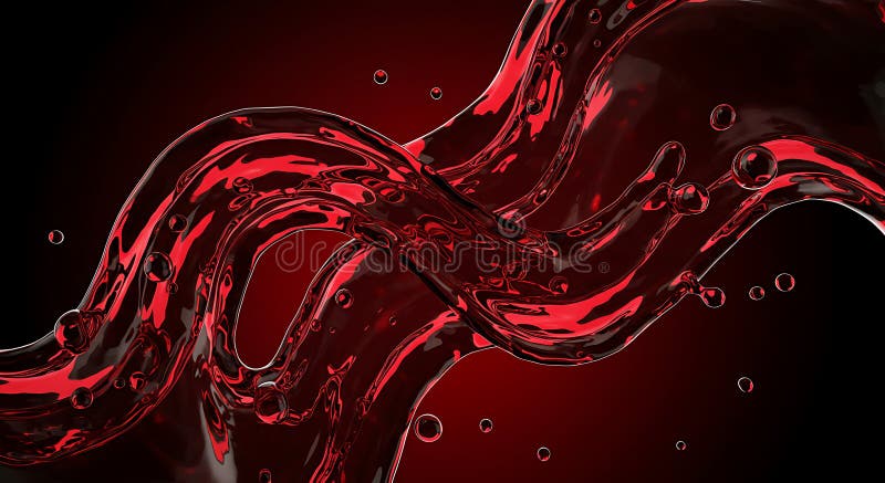 Deep Red Liquid Waves Flowing in Smooth Motion with a Glossy ...