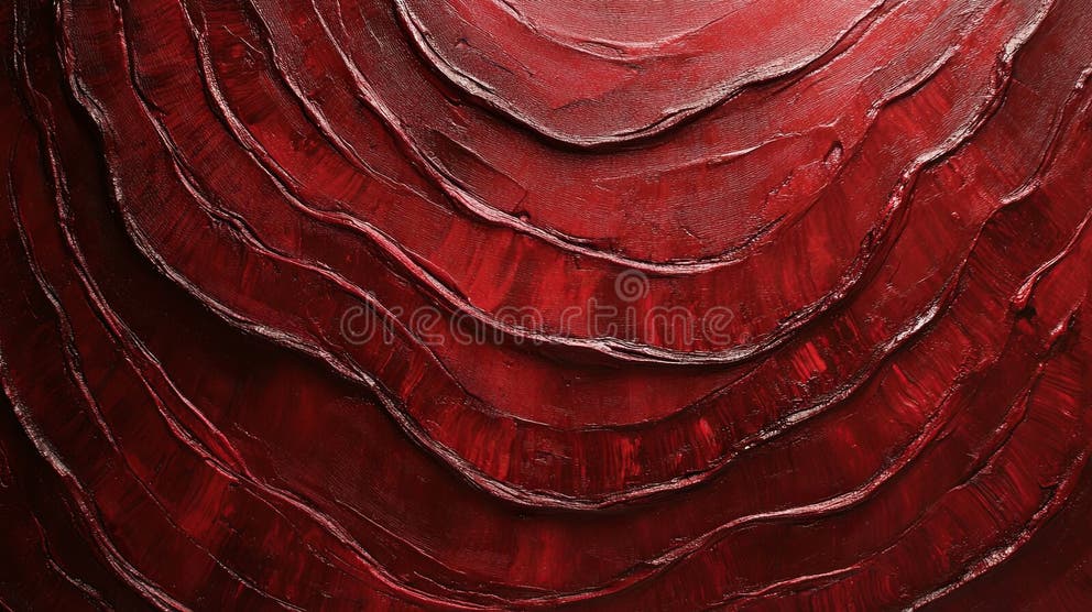 Deep Red Paste Smoothed into Concentric Waves, Rich Texture and Glow ...