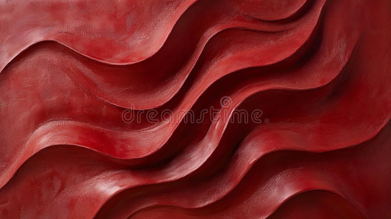 Deep Red Paste Smoothed into Concentric Waves, Rich Texture and Glow ...