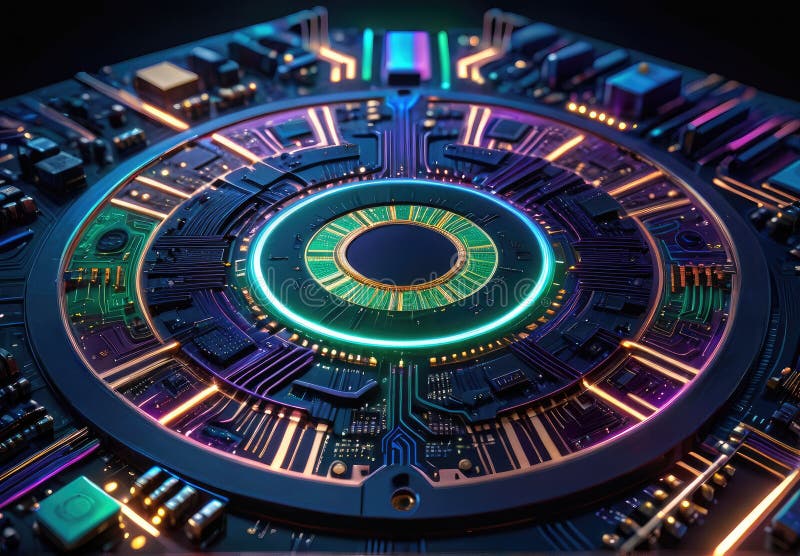 A deep red processor core stock illustration. Illustration of ...