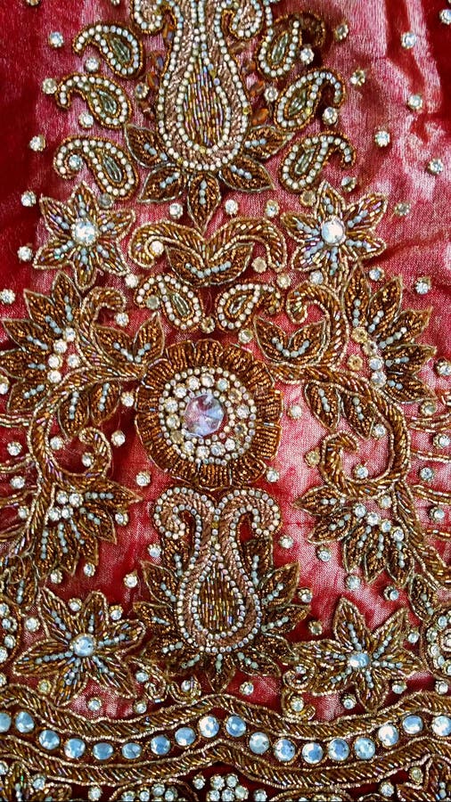 Deep Red Sari stock image. Image of beads, vintage, india - 78595241
